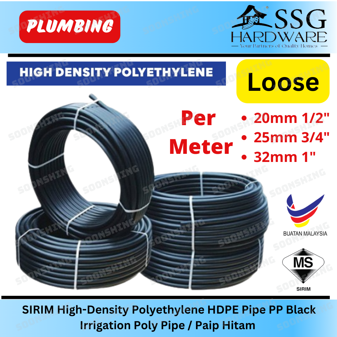 SIRIM 20mm 25mm 32mm HDPE Poly PP Polyethylene Black Poly Pipe Poli Paip Polypipe Water Tubing ...